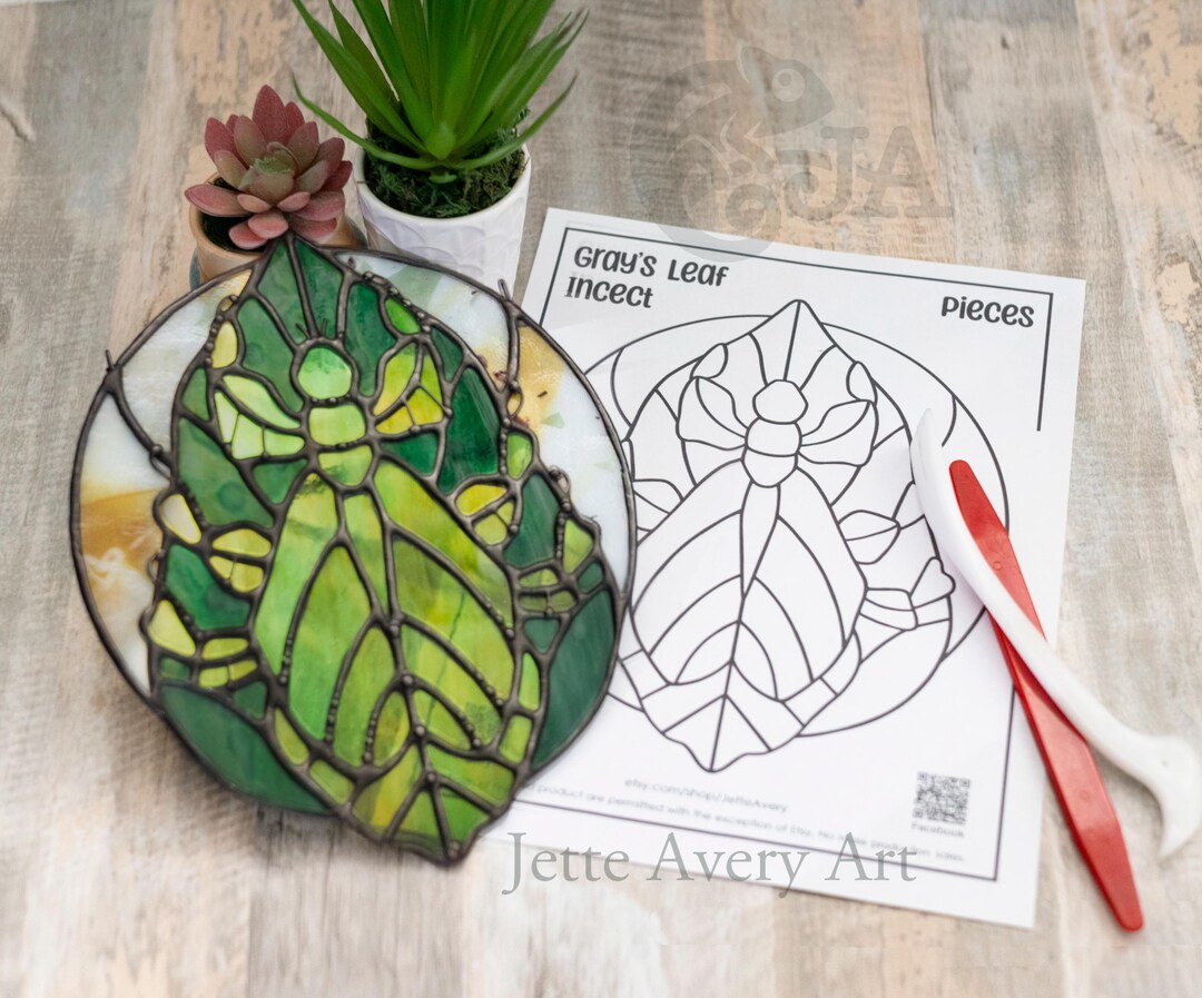 Pattern-gray's Leaf Insect Stained Glass Suncatcher - Etsy