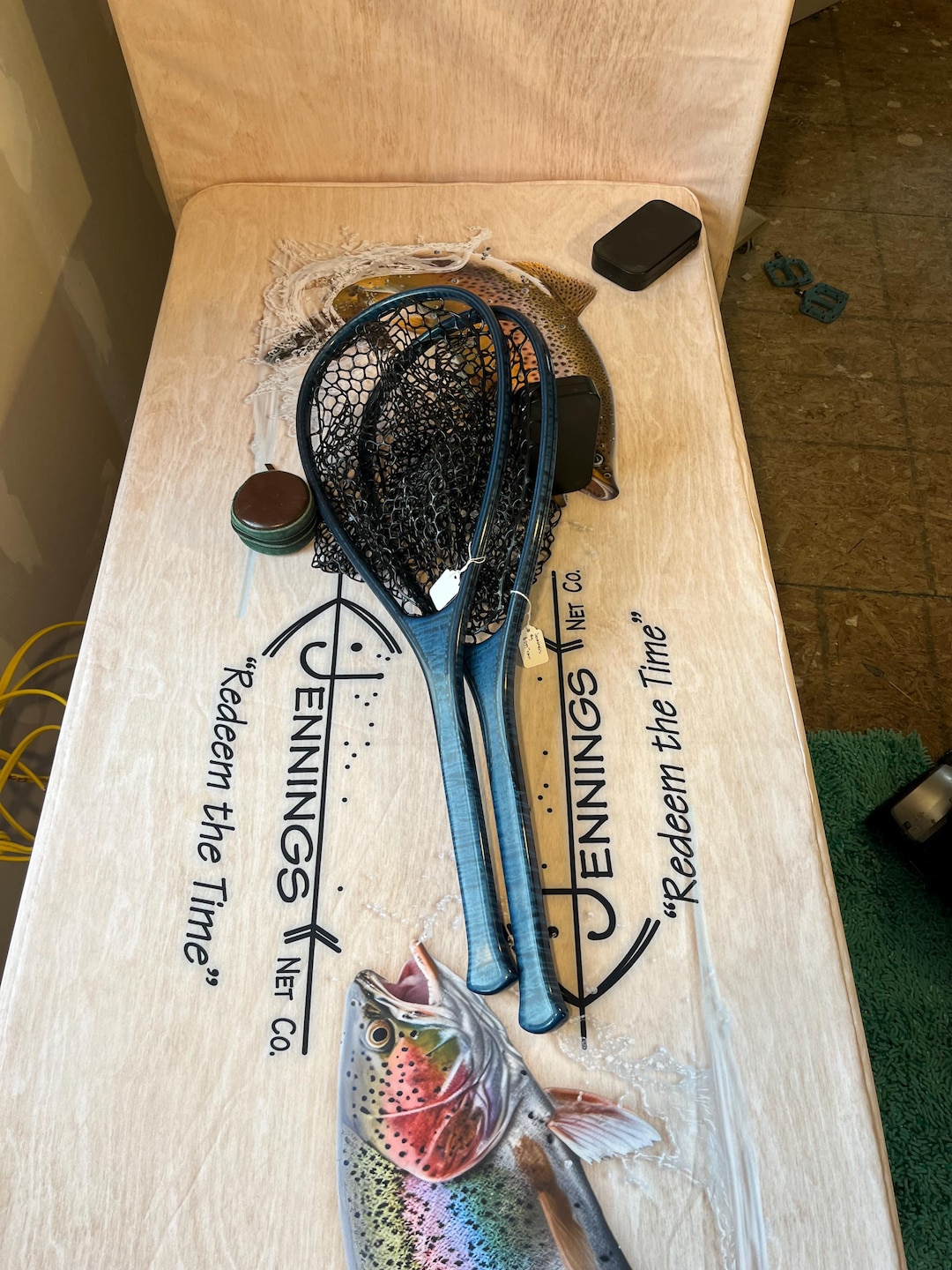 Custom Curly Maple Wood Fishing Net- Jennings Net #9, Blue Color, Hand ...