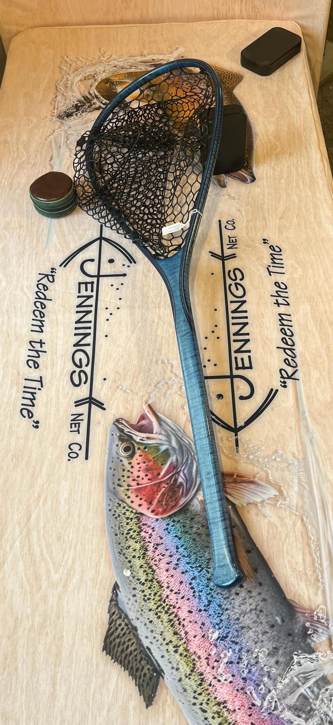 Custom Curly Maple Wood Fishing Net-jennings Net #15, Blue Color, Hand ...