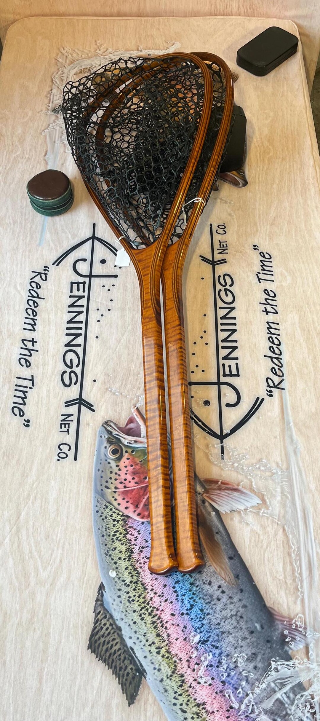 Custom Curly Maple Wood Fishing Net-jennings Net #15, Honey Color, Hand ...