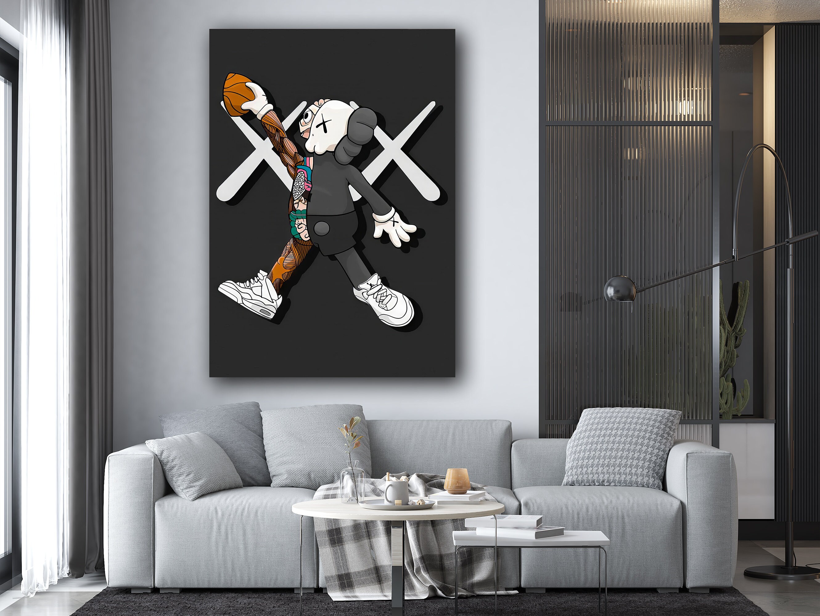 Kaws gioca a basket tela, Kaws Pop Art, stampe Kaws, arte della parete ...
