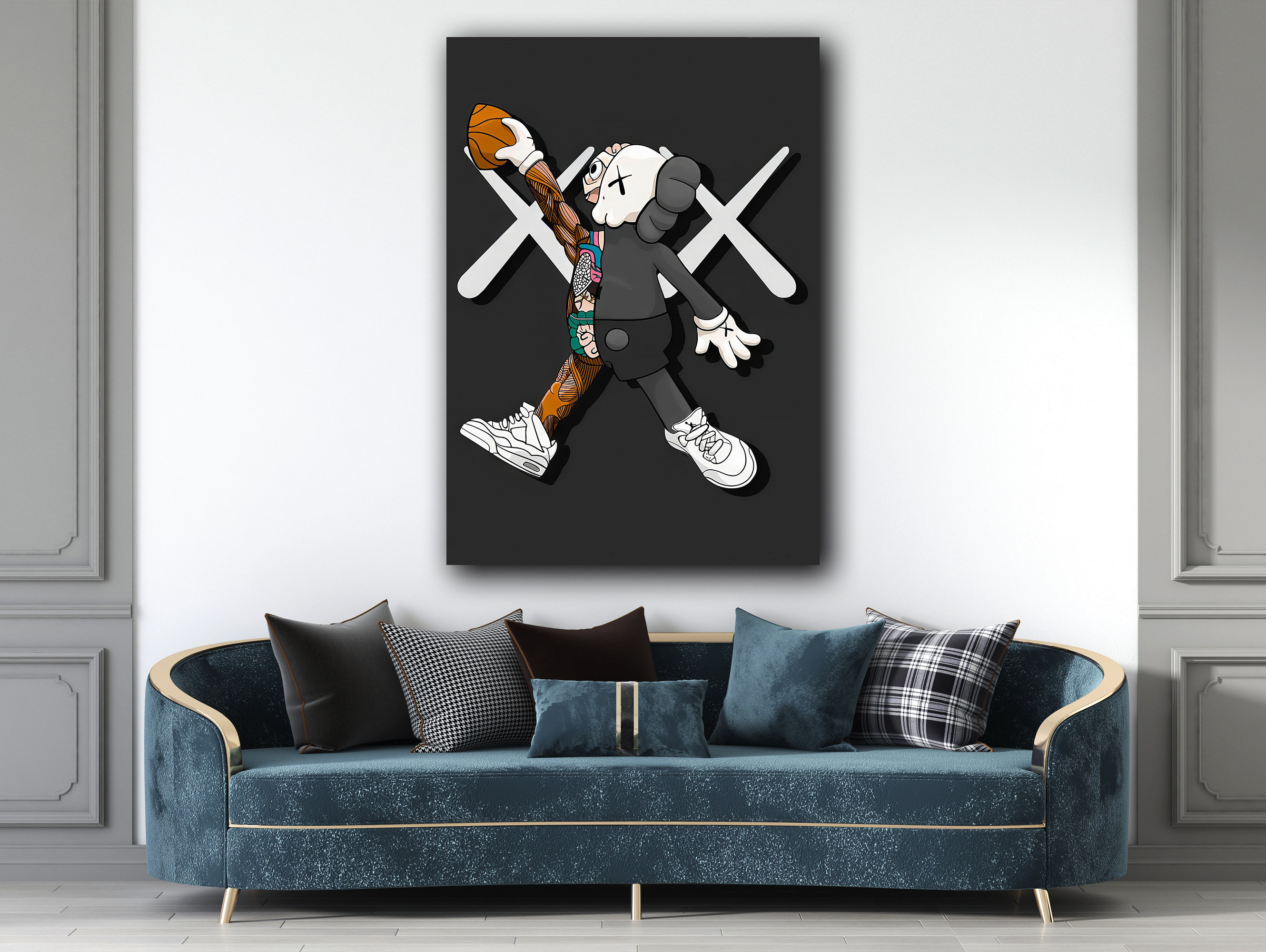 Kaws gioca a basket tela, Kaws Pop Art, stampe Kaws, arte della parete ...