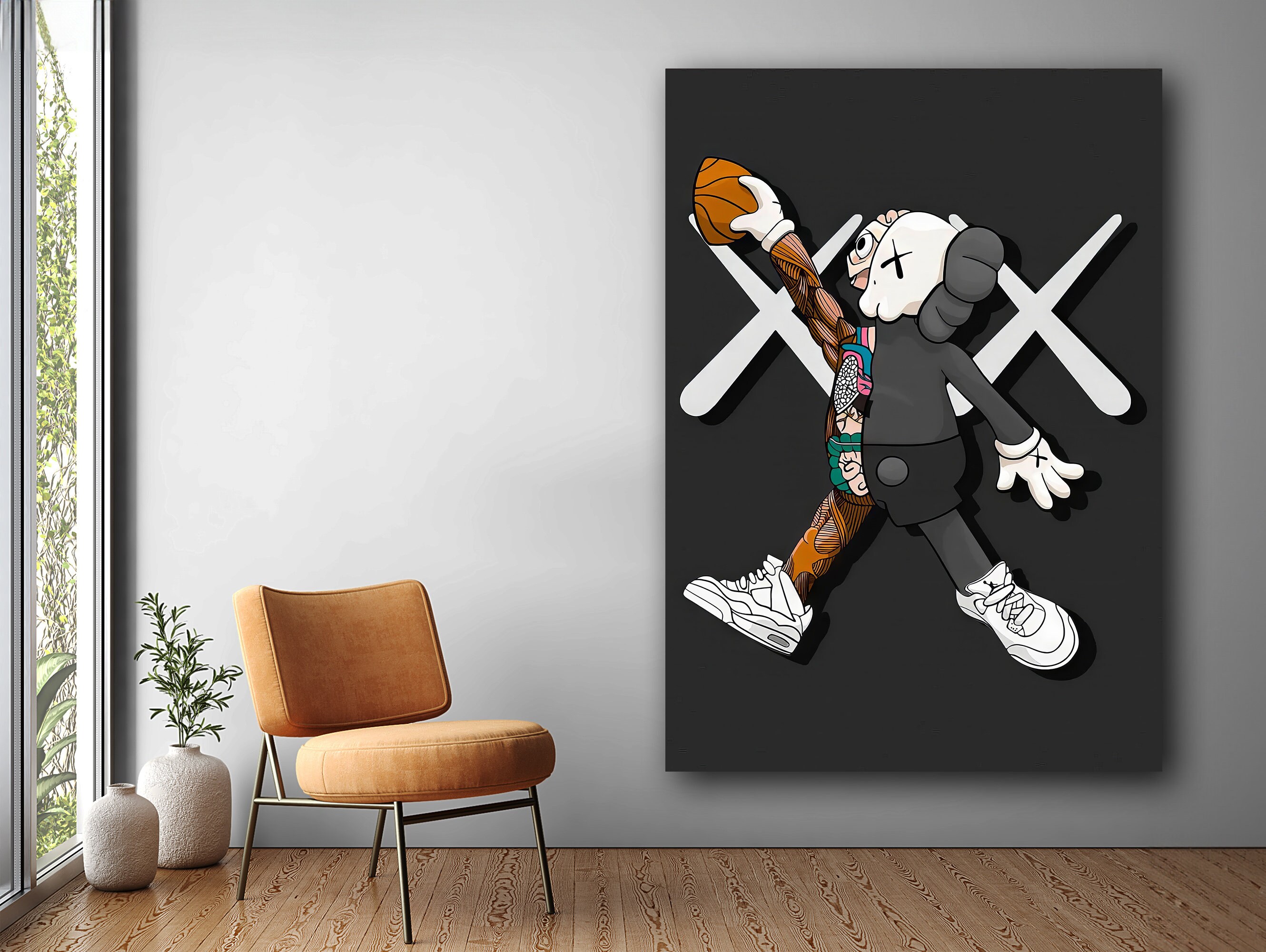 Kaws gioca a basket tela, Kaws Pop Art, stampe Kaws, arte della parete ...