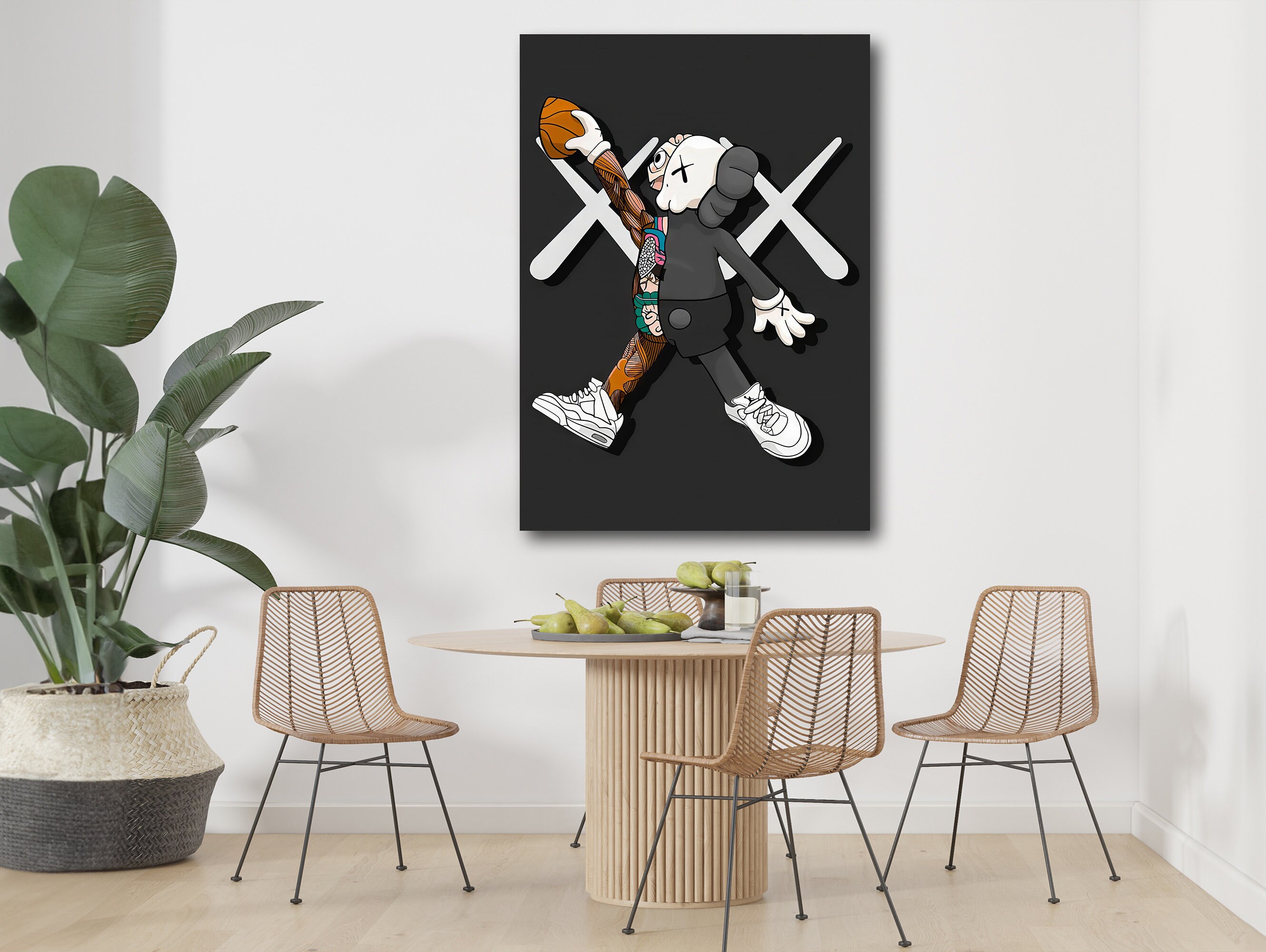 Kaws gioca a basket tela, Kaws Pop Art, stampe Kaws, arte della parete ...