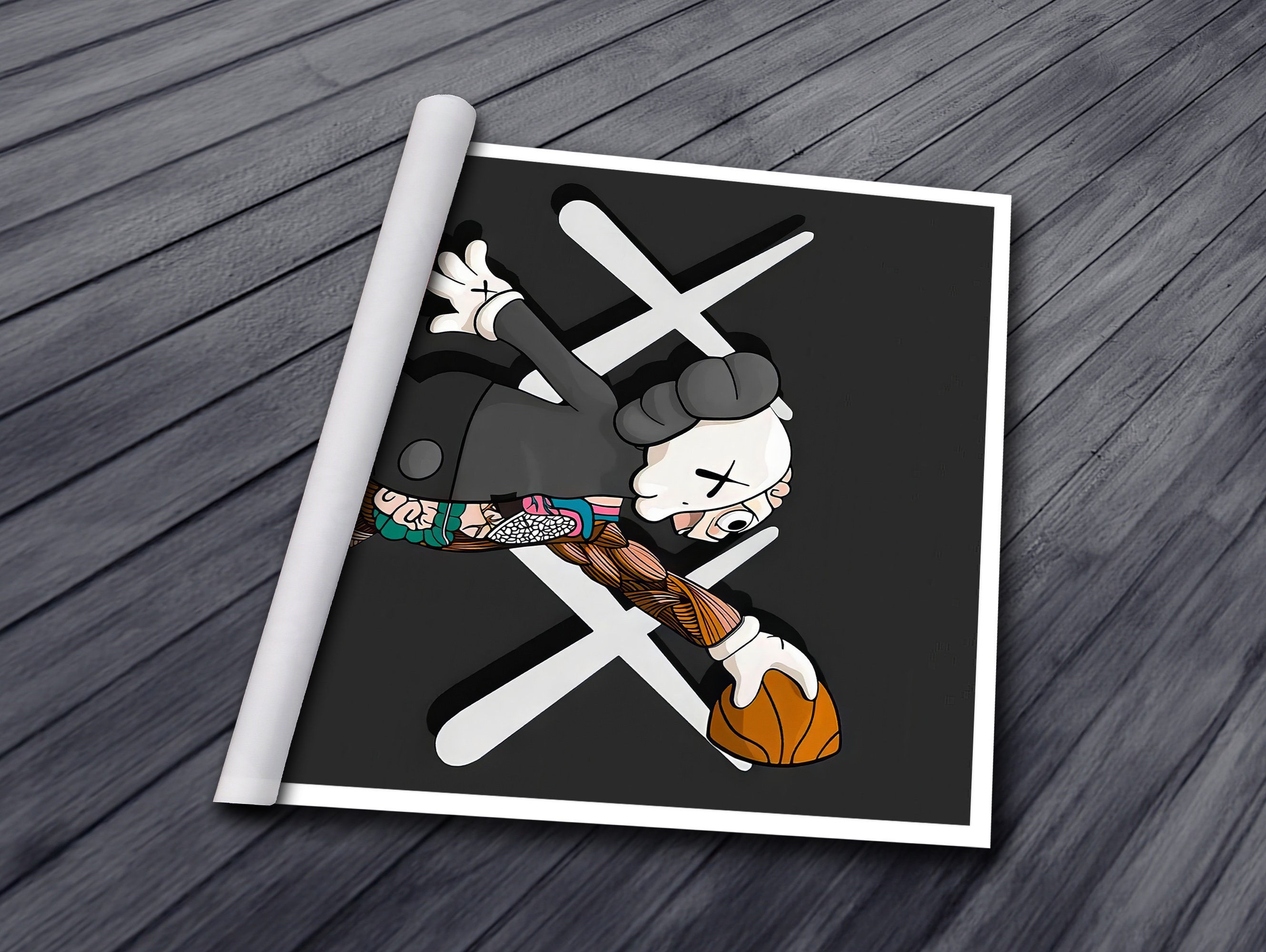 Kaws gioca a basket tela, Kaws Pop Art, stampe Kaws, arte della parete ...