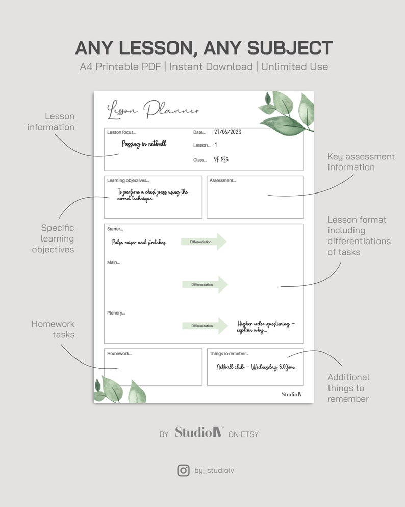Printable | Teacher Bundle | Lesson Planning | Teacher Plan | School ...