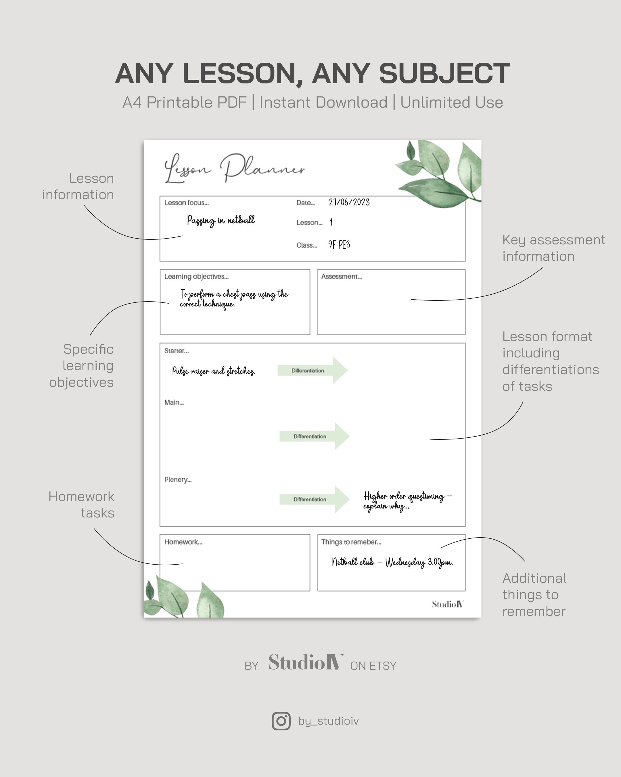 Printable | Teacher Bundle | Lesson Planning | Teacher Plan | School ...