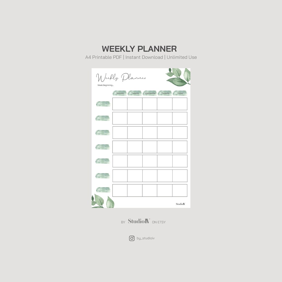 Printable Weekly Planner Class Planning Teacher Plan School College ...