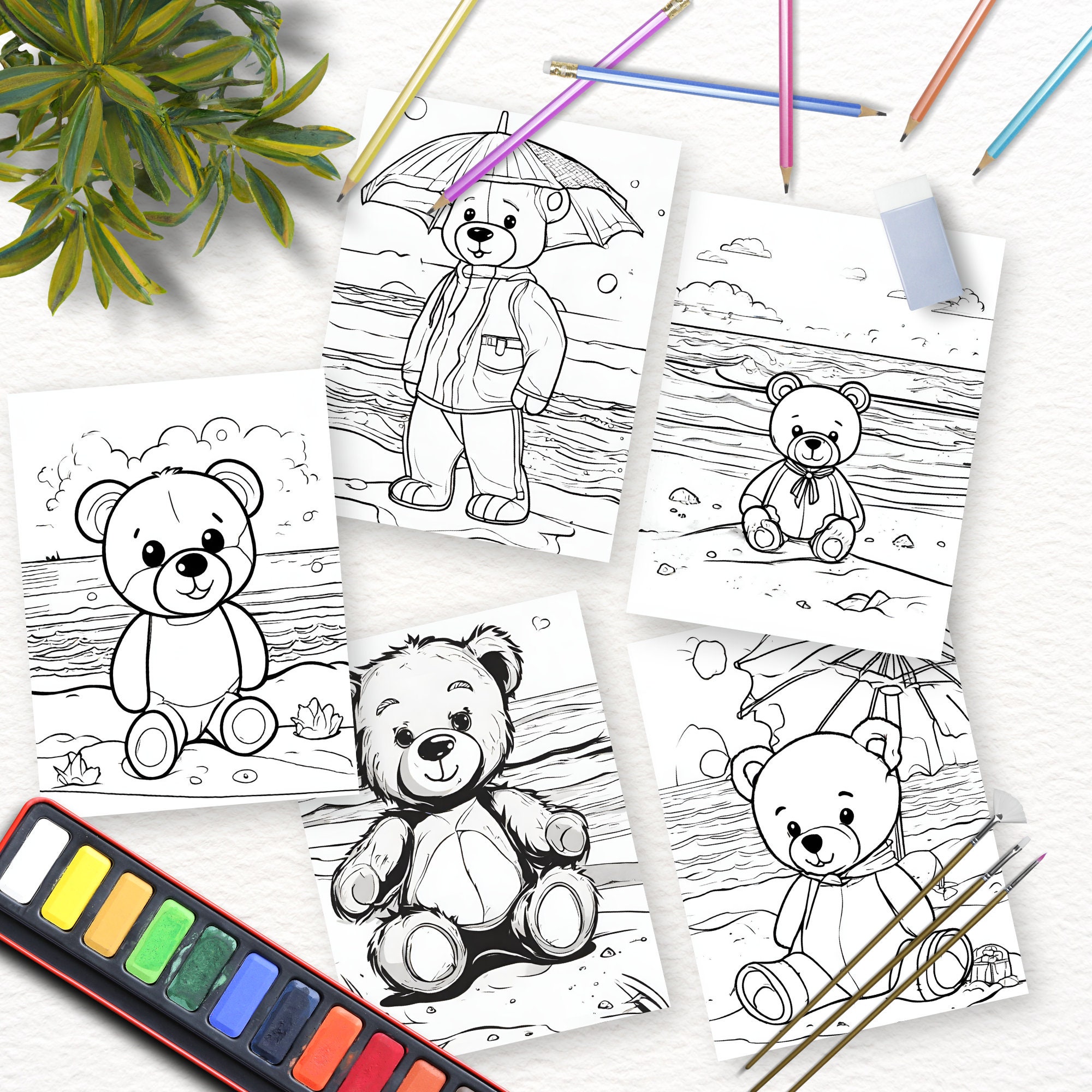 Coloring Pages Funny Bear Coloring Activities Instant - Etsy