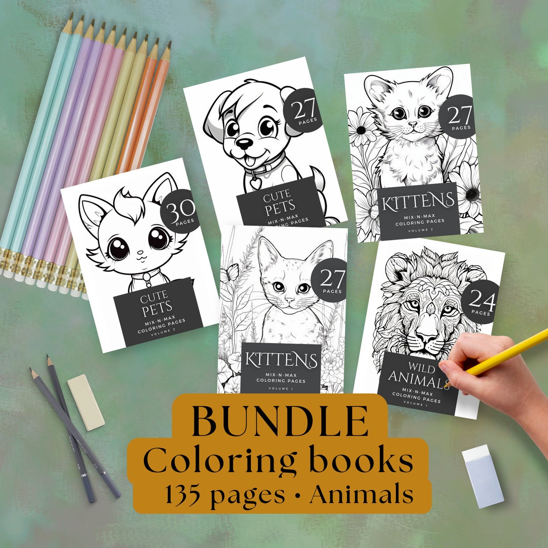 Bundle Coloring Pages 135 Animals Coloring Pages Printable - Etsy