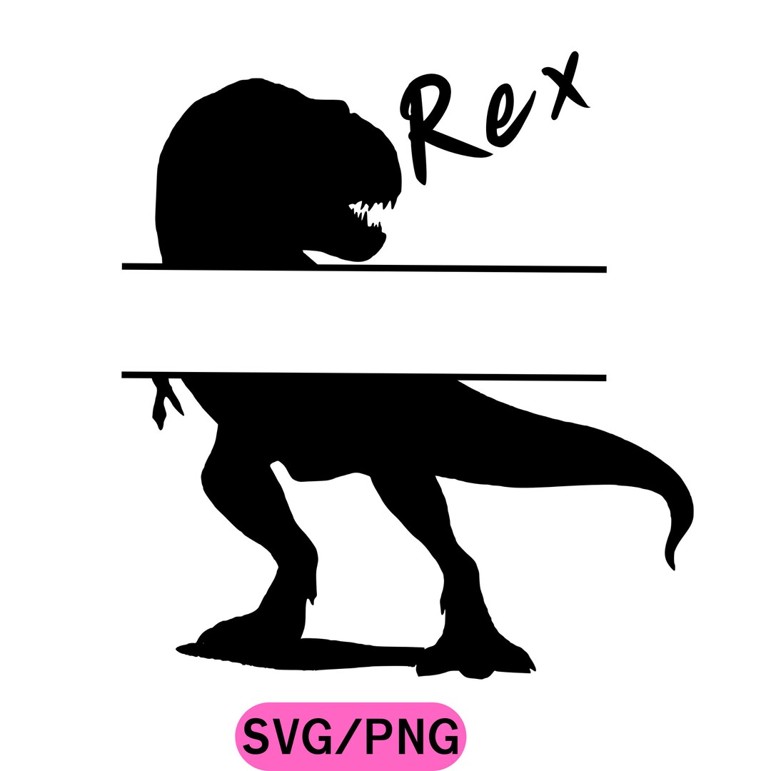 Dinosaur Svg,rex Split Monogram ,tyrannosaurus Rex SVG, Black Dinosaur Split Monogram SVG File ...