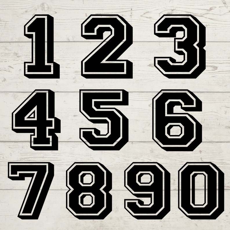 Sport Numbers SVG Bundle, Jersey Number Templates Svg, Varsity Font Svg ...