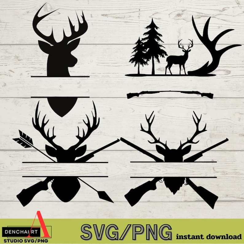 Deer Monogram Bundle SVG PNG Files for Cutting Machines, Digital ...