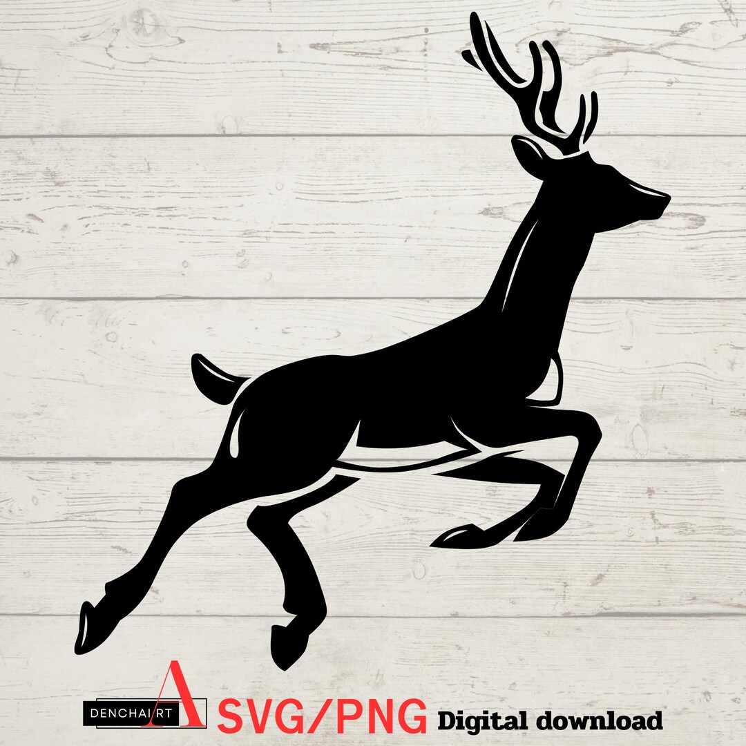 White Tailed Deer Jumping Design Svg Png Dxf Eps Pdf Laser Cnc Vinyl ...