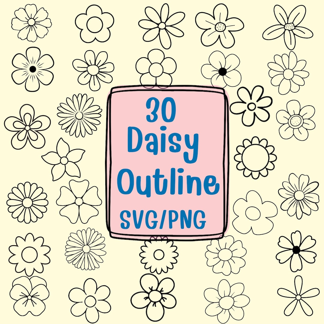 Daisy Outline SVG PNG | Flower Line Art Clipart | Daisy Outline ...