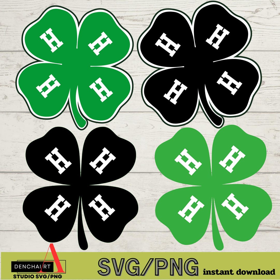 4H Clover SVG PNG: Lucky Sign Logo Icon (digital Download) - Etsy