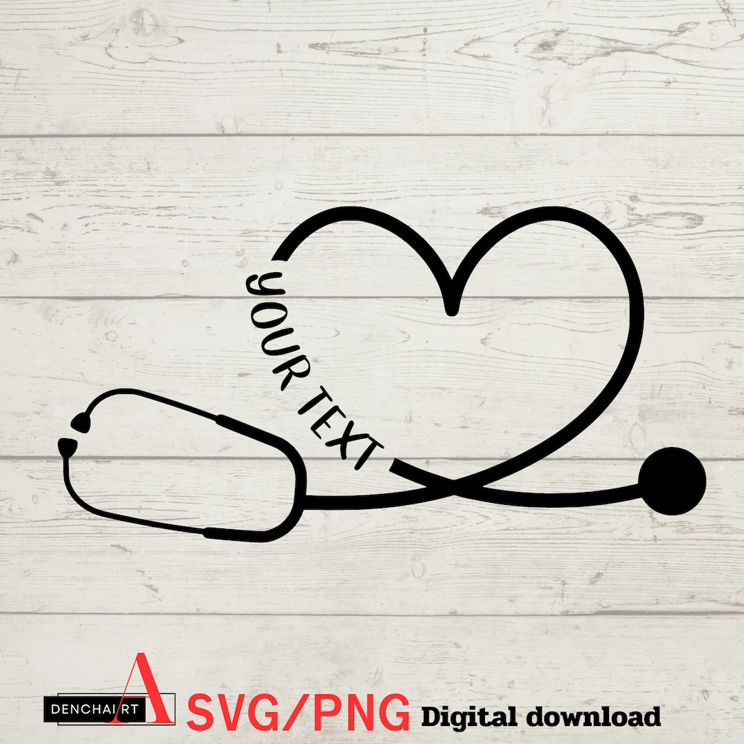 Stethoscope Split Monogram SVG, Hand Drawn Nurse SVG, Stethoscope Heart ...