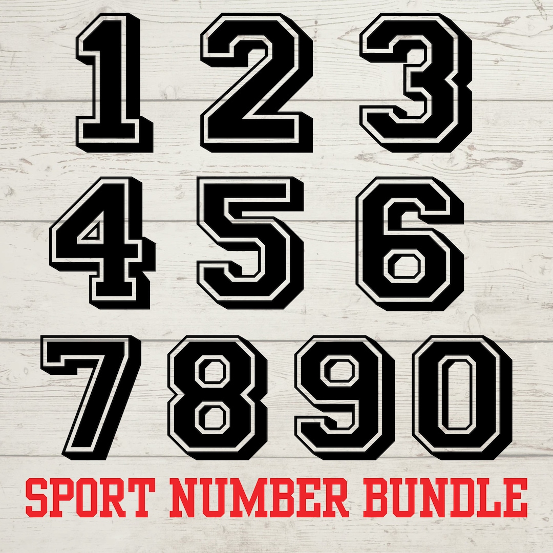 Sport Numbers SVG Bundle, Jersey Number Templates Svg, Varsity Font Svg ...