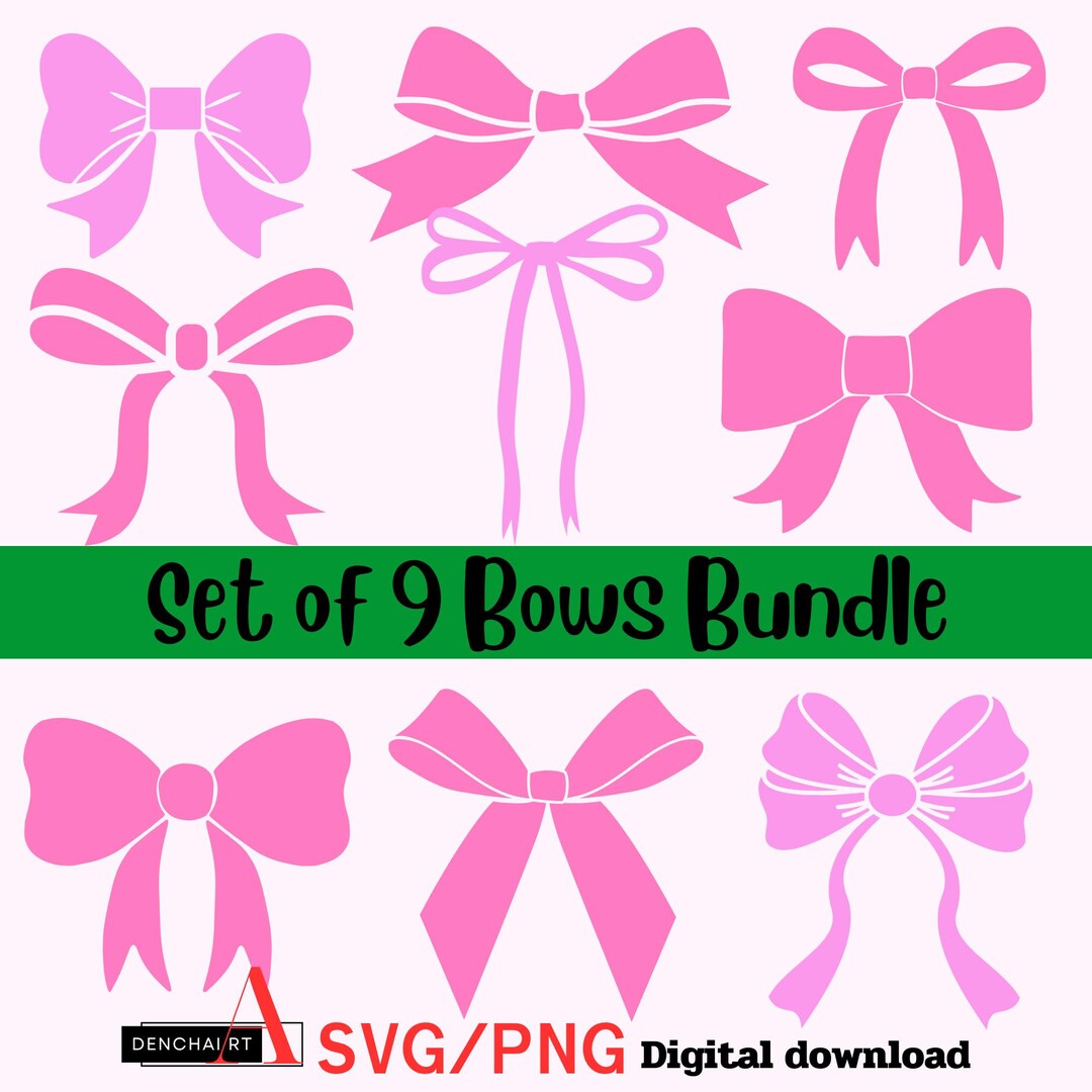Set of 9 Bows Svg Bundle, 3D Bow Svg File, Bow Cut Files, Bow Laser ...