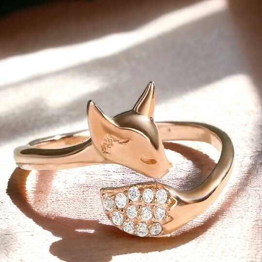 Rose Gold Fox Ring Dainty Fox Ring Animal Lovers Jewellery - Etsy
