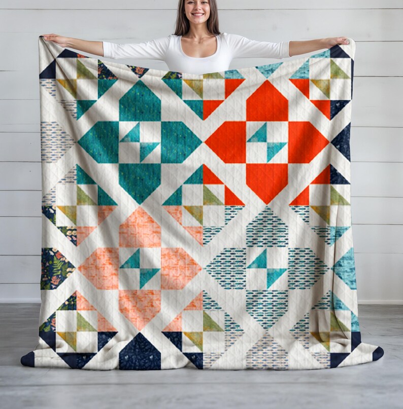 Coastal Breeze Quilt Pattern PDF | Modern Geometric Quilt Design | Beginner-friendly Sewing ...