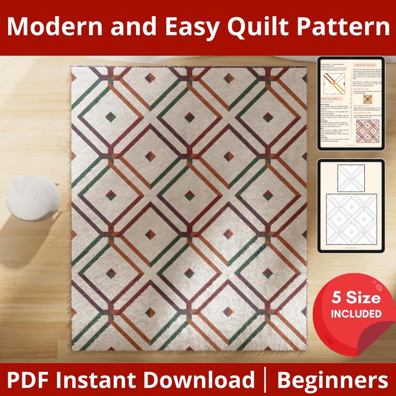 Villager Quilt Pattern PDF | Modern Geometric Quilt | Beginner-friendly ...
