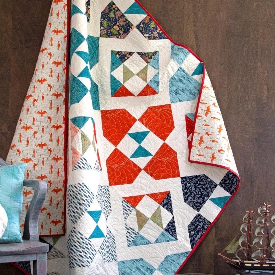 Coastal Breeze Quilt Pattern PDF | Modern Geometric Quilt Design ...