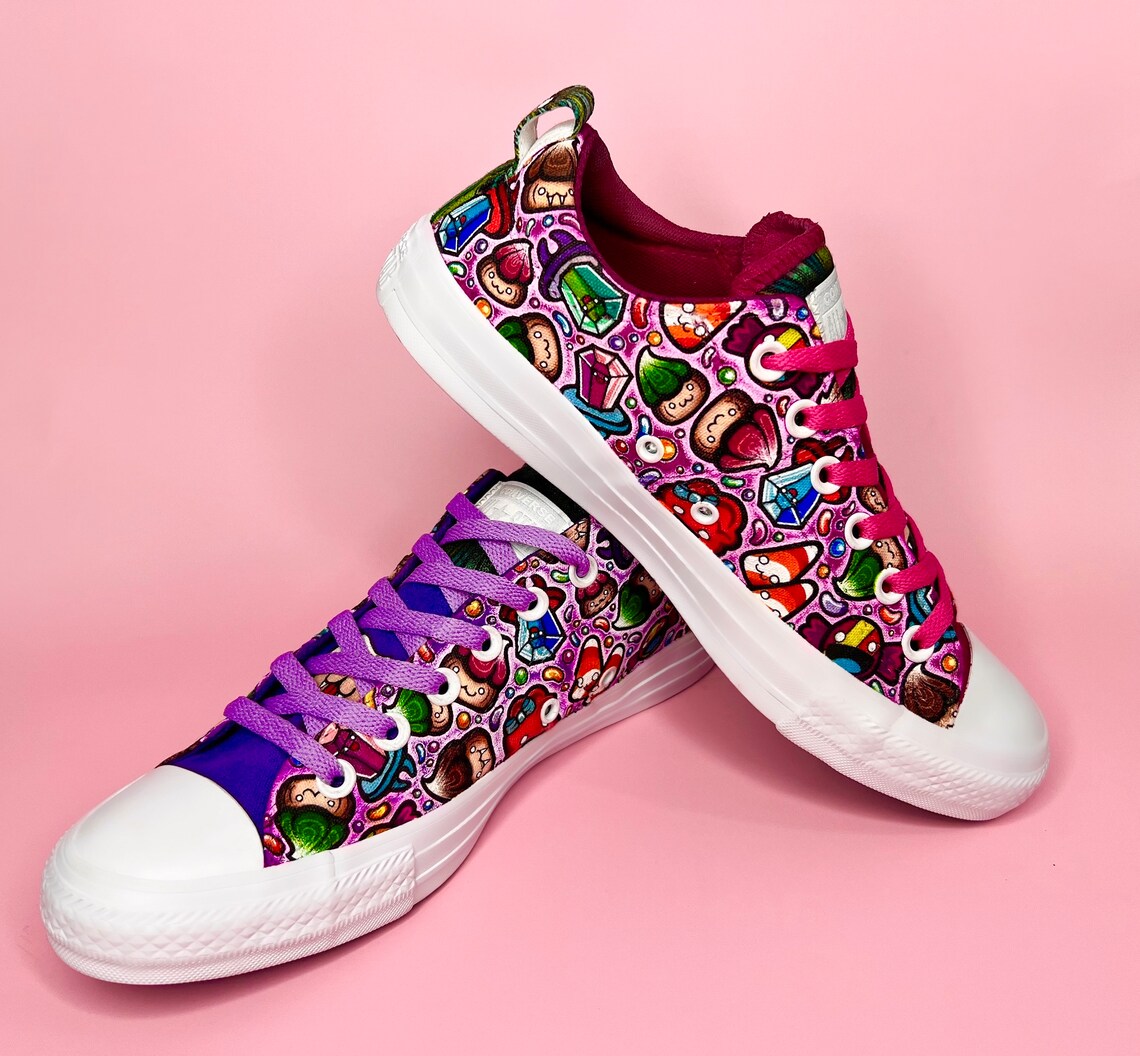 Candy Coated Sweet Tooth Cute Custom Hand Drawn Kawaii Art Converse ...