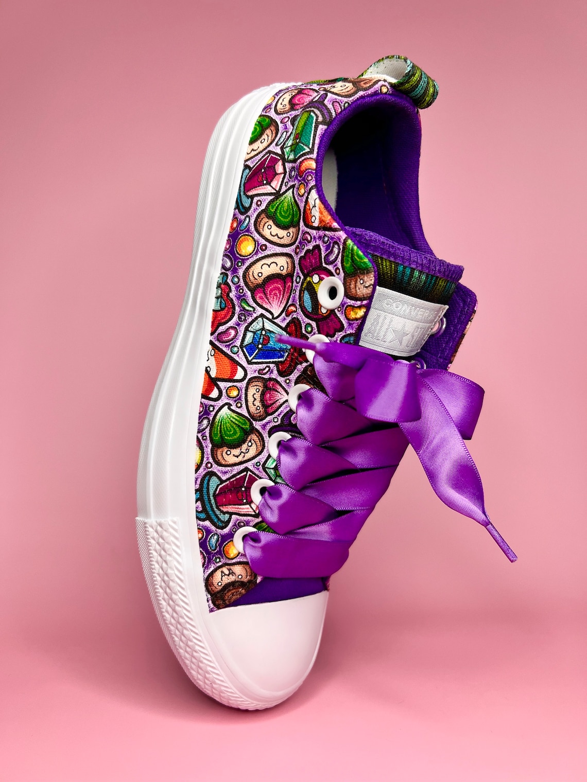 Candy Coated Sweet Tooth Cute Custom Hand Drawn Kawaii Art Converse ...