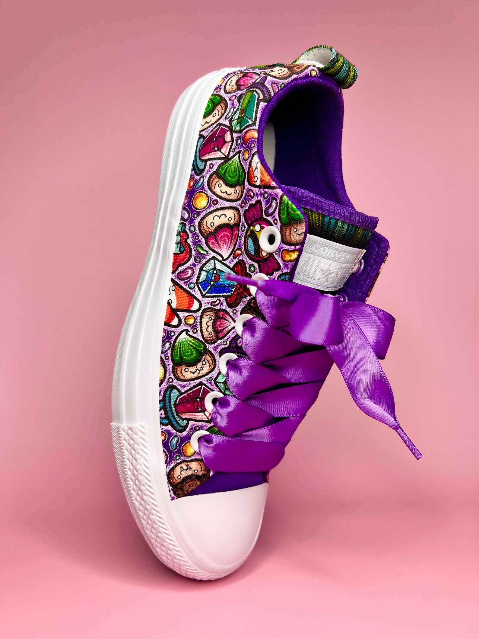 Candy Coated Sweet Tooth Cute Custom Hand Drawn Kawaii Art Converse ...