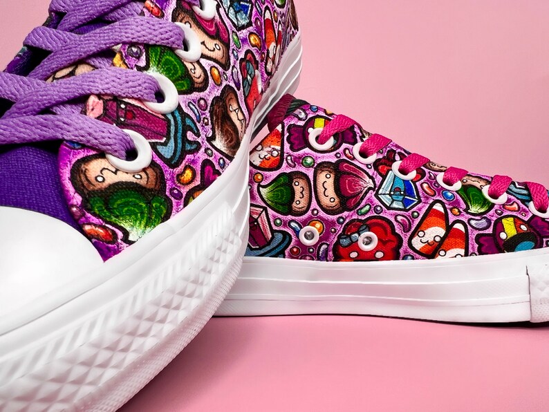 Candy Coated Sweet Tooth Cute Custom Hand Drawn Kawaii Art Converse ...