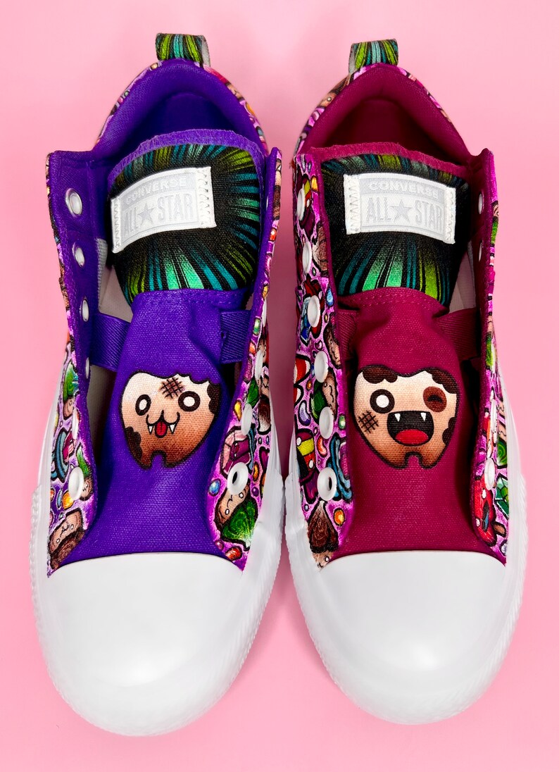 Candy Coated Sweet Tooth Cute Custom Hand Drawn Kawaii Art Converse ...