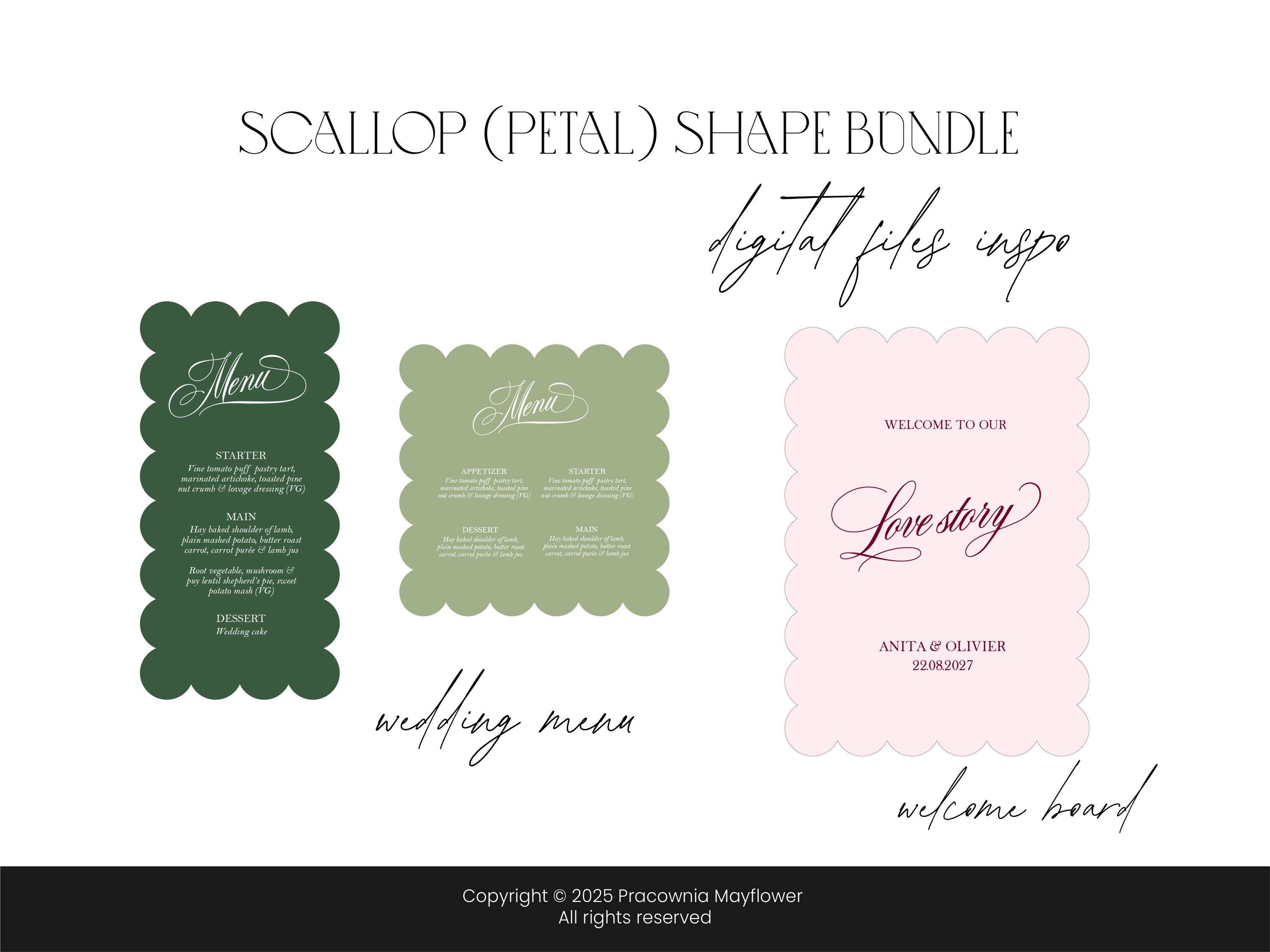 Scalloped Shape Bundle Set, Petal Rectangle Shape, Scallop Edge ...