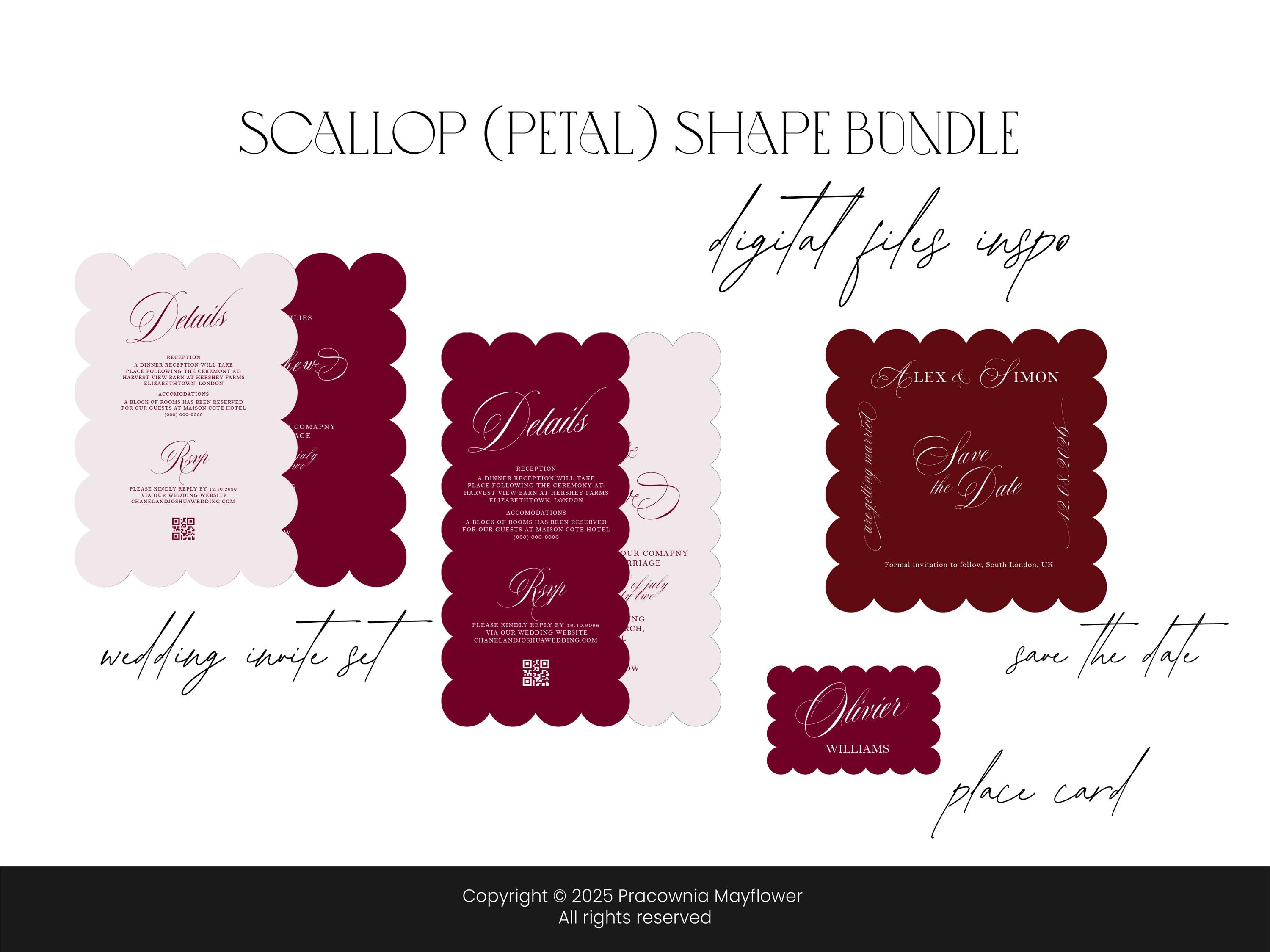 Scalloped Shape Bundle Set, Petal Rectangle Shape, Scallop Edge ...
