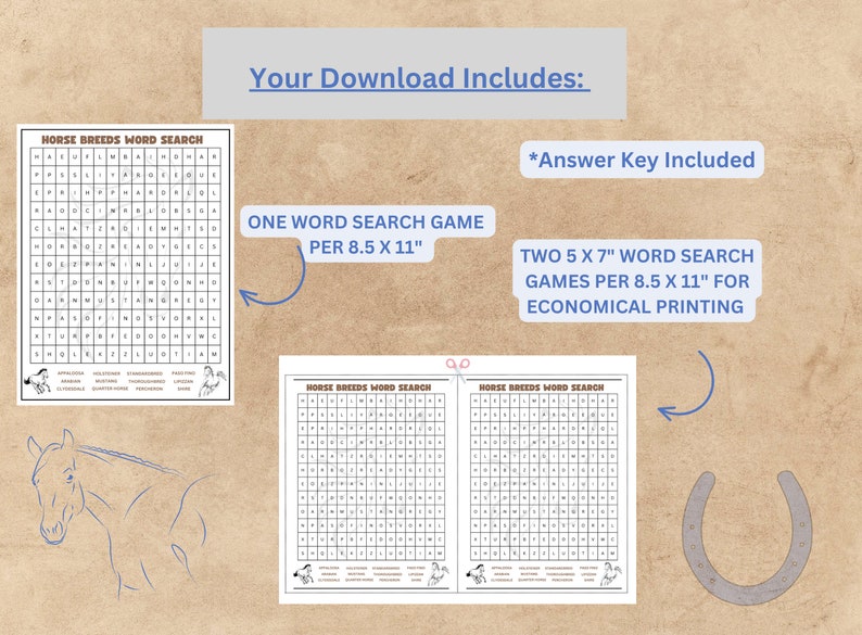 Horse Breeds Word Search Printable - Etsy