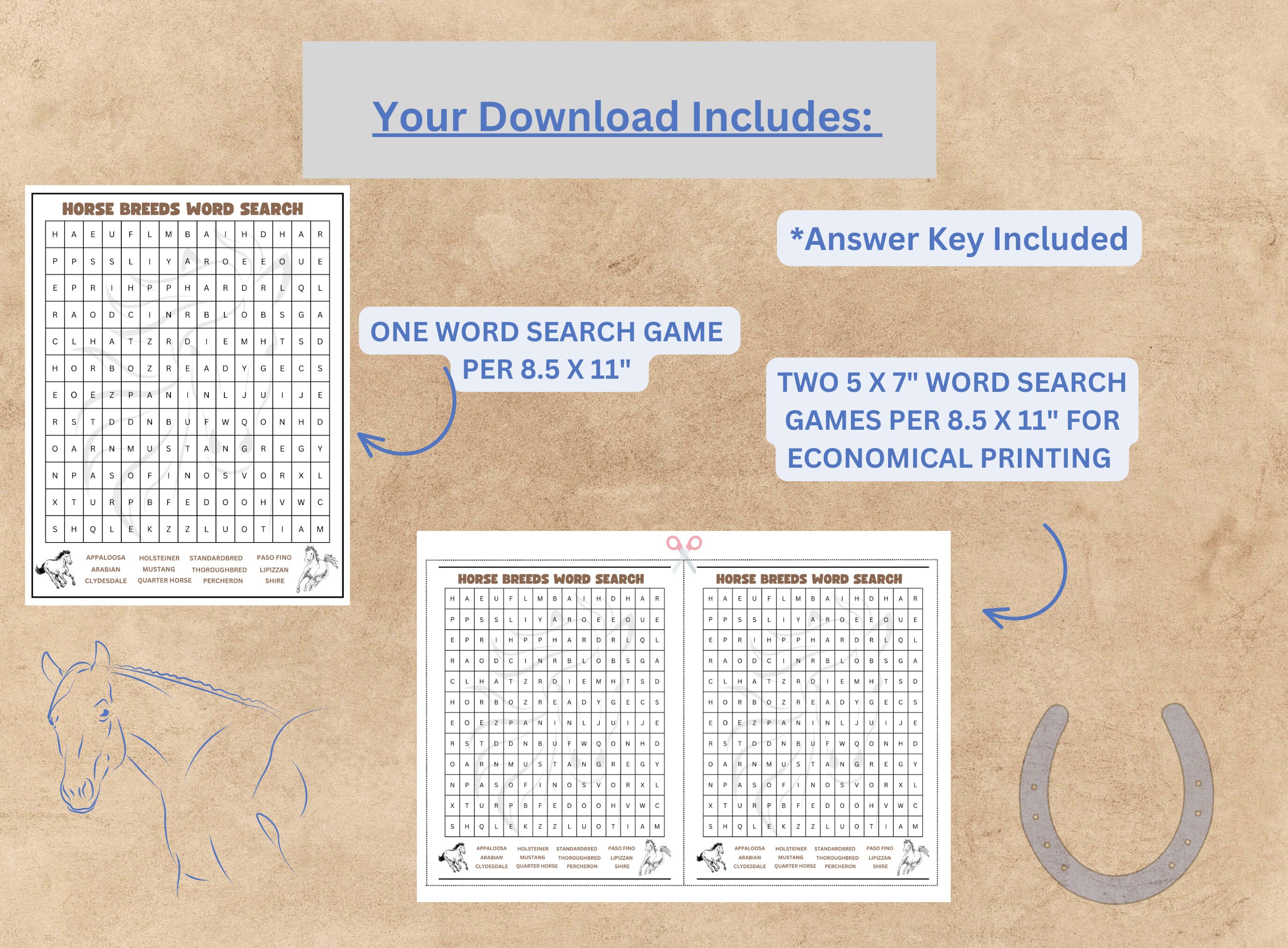 Horse Breeds Word Search Printable - Etsy