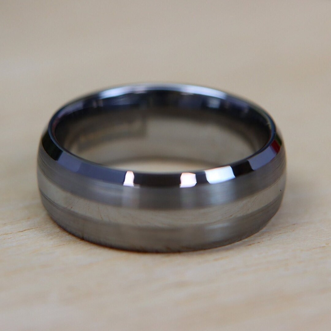 Silver Tungsten 8mm Trendy Band, Traditional Jewelry, High Polished ...