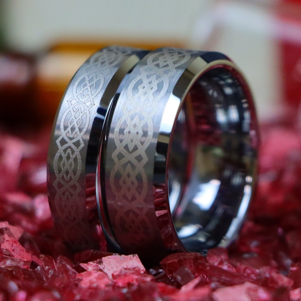 Couple Celtic Knot Design Tungsten Promise Ringsmatching - Etsy