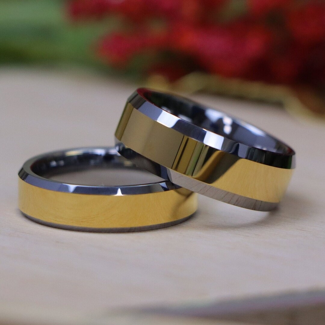 Yellow Gold Tungsten Women's Rings,silver Men's Anniversary Rings for ...