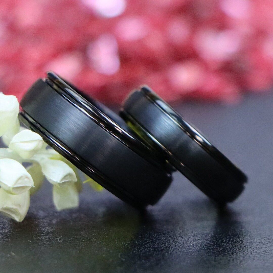 High Polished Stepped Edges Bands, Affordable Couple Rings, Matt Finish ...