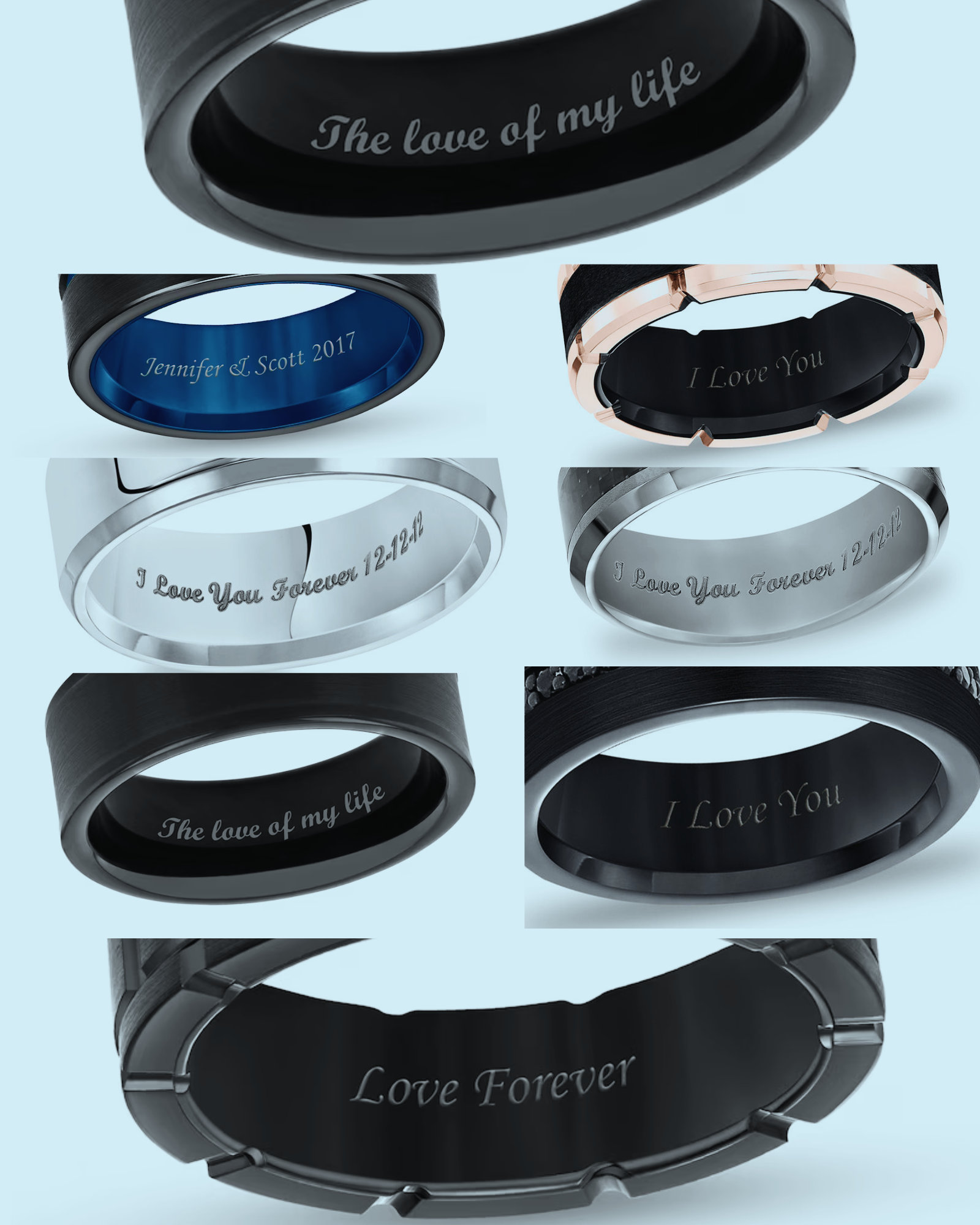 Greek Key Inlay Tungsten Wedding Rings, Rose Gold Anniversary Gifts ...