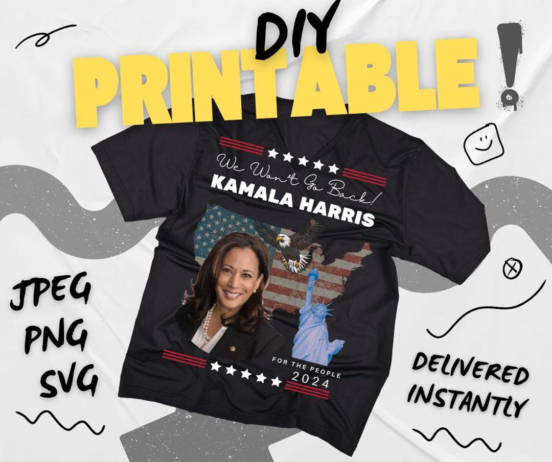 Kamala Harris Instant Download PNG JPEG Printable for Diy T-shirt, Vote ...