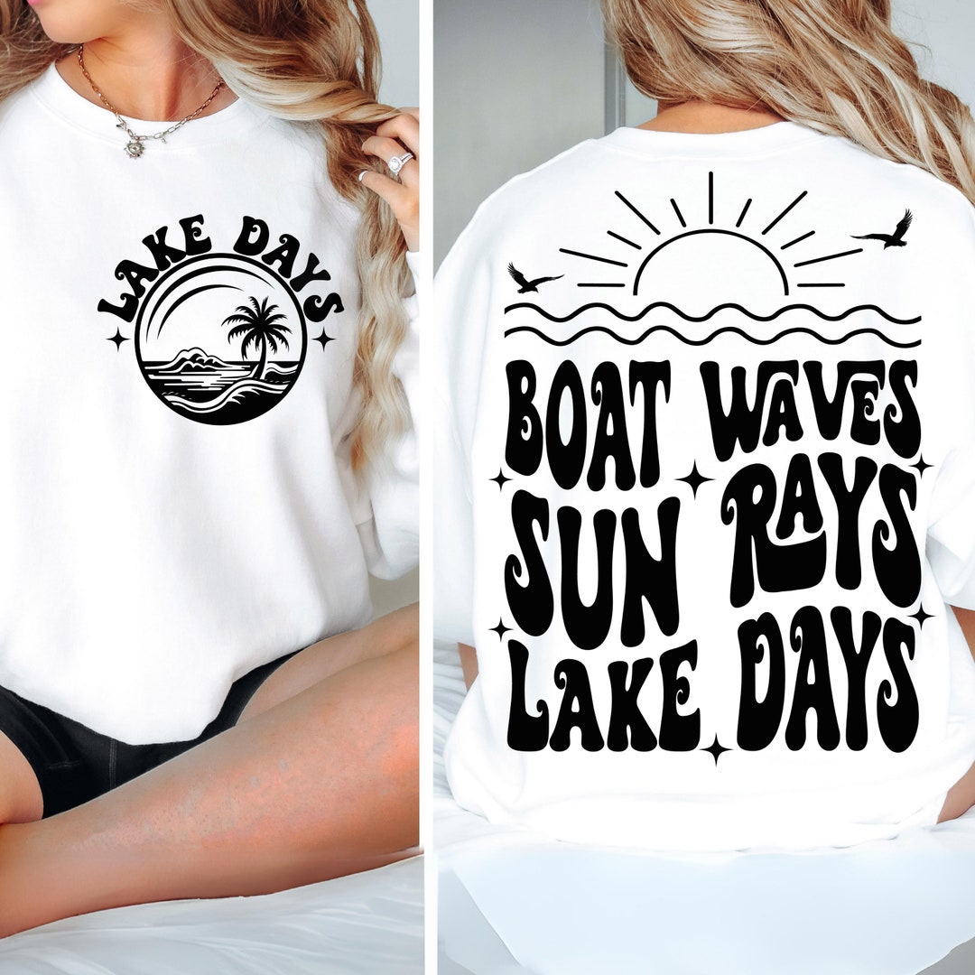 Boat Waves Sun Rays Lake Days Svg, Summer Svg, Lake Life Svg, Summer ...