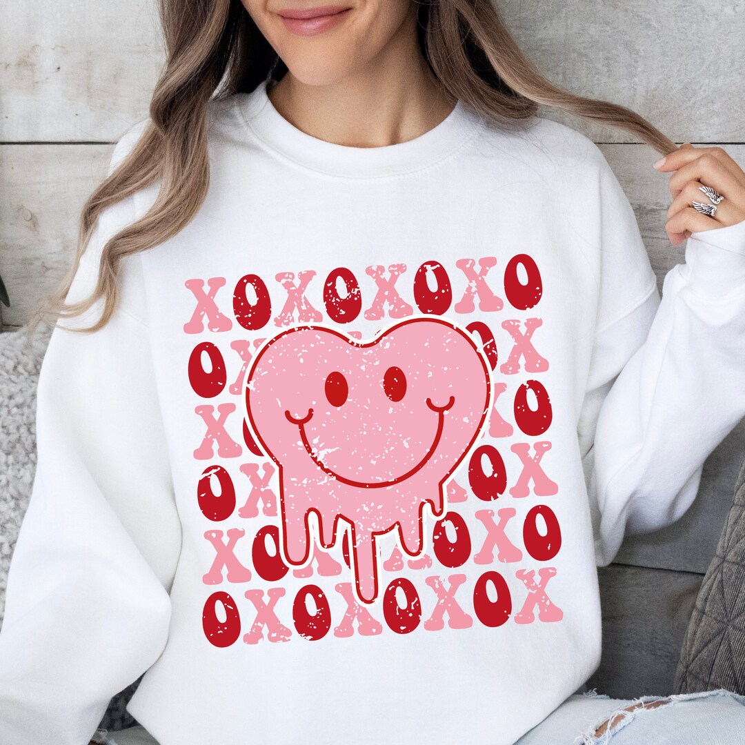 Xoxo Retro Valentine Svg Png, Valentines Day Svg, Melting Heart Svg Png ...