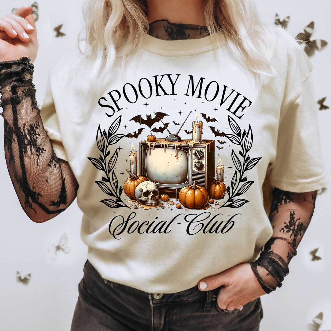 Spooky Movie Social Club Png, Retro Halloween Horror Png, Spooky Season ...