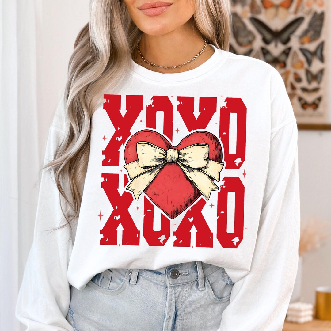 Retro Valentine XOXO Heart Png, Coquette Valentine Png, Coquette Bow ...