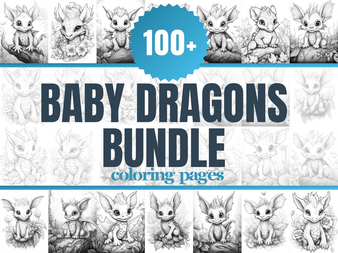 100 Cute Dragon Coloring Pages, Woodland Flower Dragon Coloring Book ...