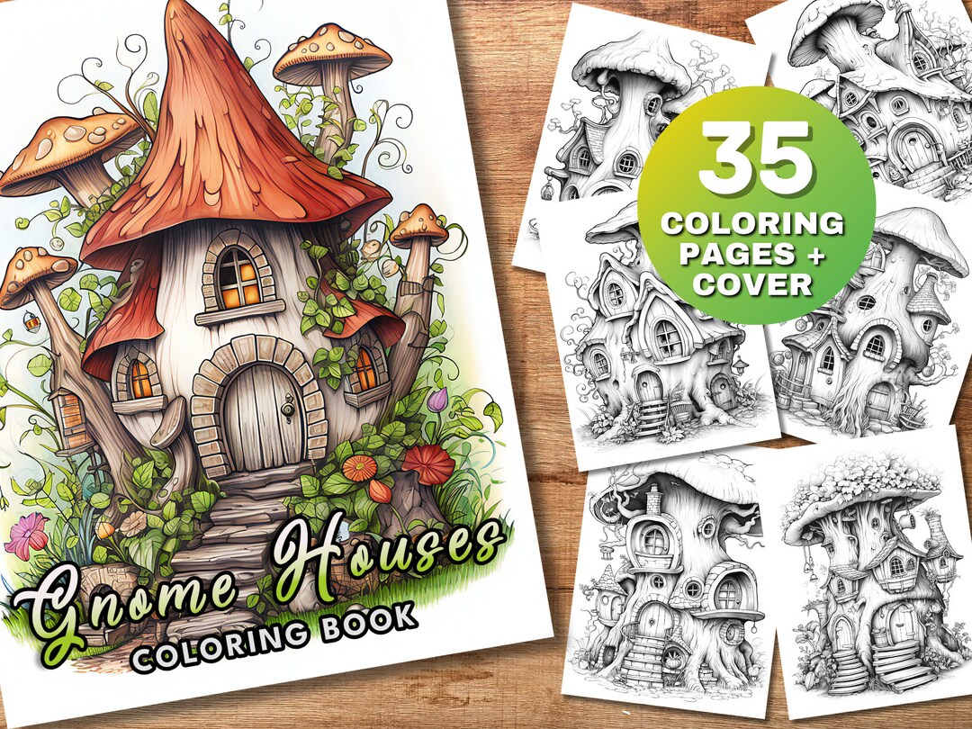 35 Gnome Fairy House Coloring Pages Mushroom Fairy House - Etsy