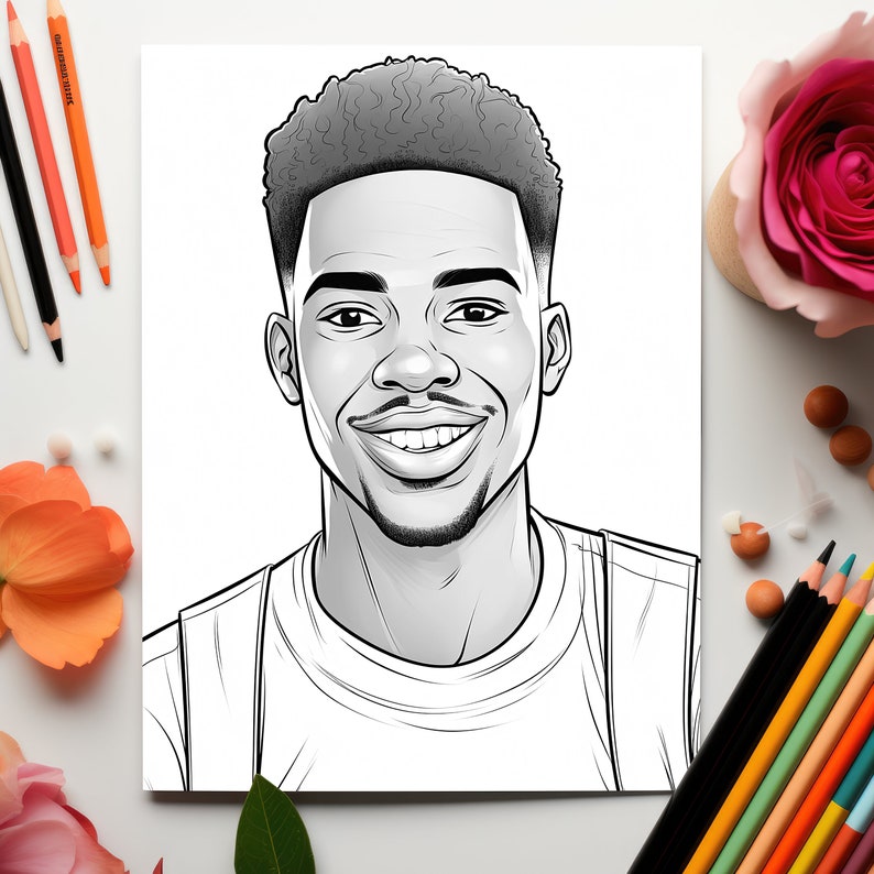 35 Black Man Coloring Pages, Black Men Coloring Book, Fashion Colouring ...