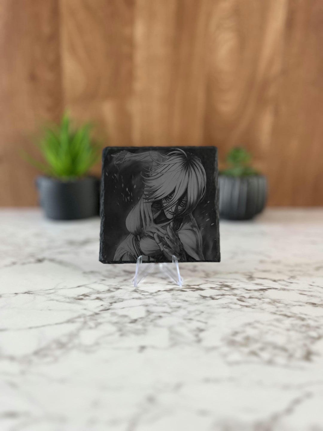 Anime Slate Coaster Titan Character, Gift Art Decor Manga AOT, Titan ...